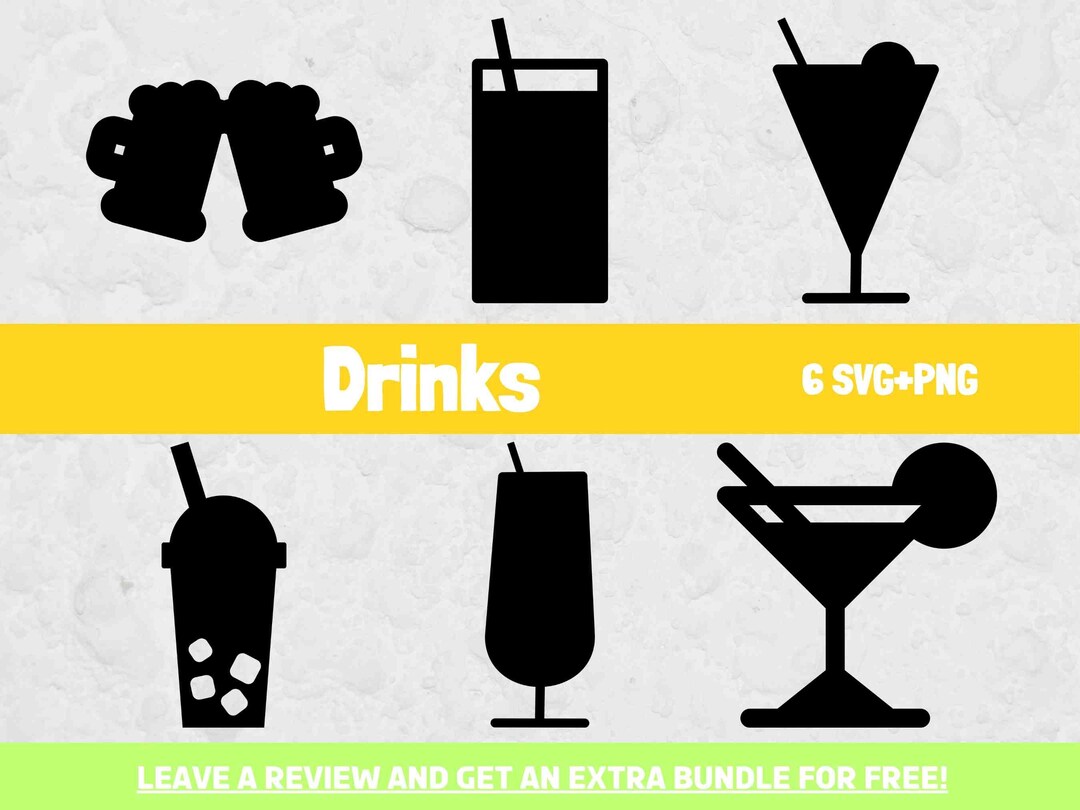 Drink Svg, Cut Files, Party Clipart, Drink Clipart, Bar SVG, Drinks Svg ...