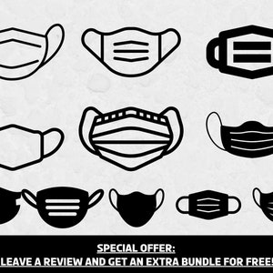 Face Mask SVG Bundle, Svg Files for Cricut, Face Mask Clipart, Face ...