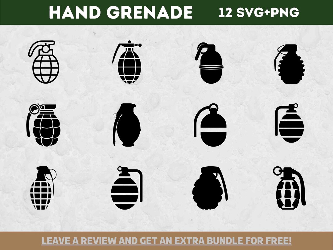Hand Grenade Svg Bundle, SVG Files for Cricut, Military SVG, Weapon ...