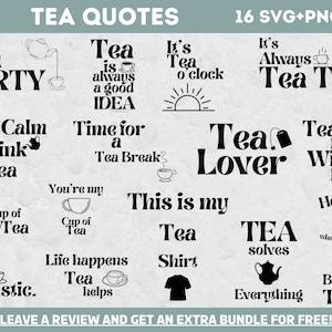Tea Quote SVG Bundle, Svg Files for Cricut, Tea Lover SVG, Tea Shirt ...
