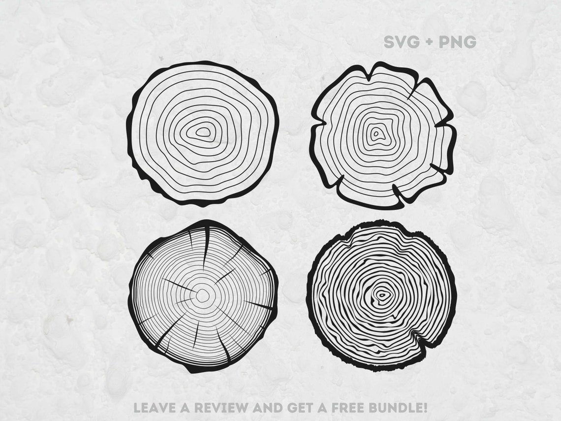Paquete SVG de troncos de madera, archivos de corte de anillos de ...