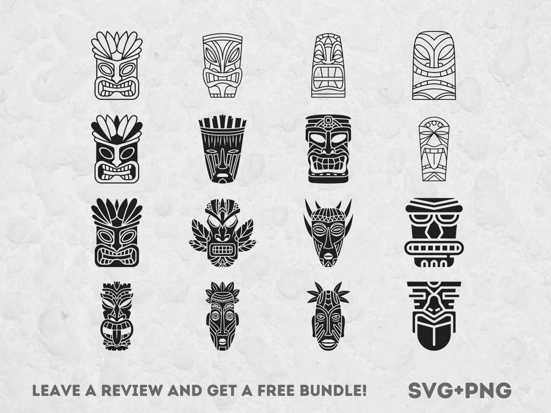 Tiki SVG Bundle, Tiki Head Svg, Tribal Clipart, Svg Files for Cricut ...