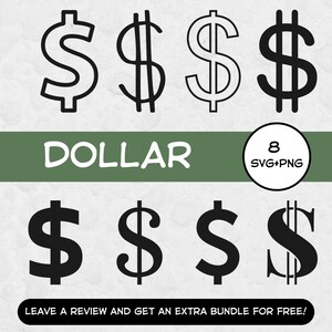 Dollar SVG, Svg Files for Cricut, Dollar Sign SVG, Dollar Png ...