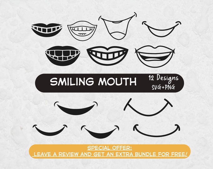 Smile SVG, Svg Files for Cricut, Smile Clipart, Mouth SVG, Smiling ...
