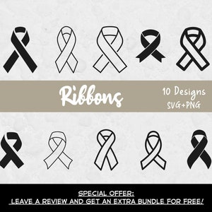 Ribbon Svg Bundle, Svg Files for Cricut, Awareness Ribbon SVG, Cancer ...