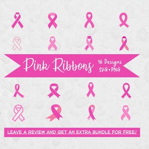 Pink Ribbon Svg Bundle, Svg Files for Cricut, Cancer Awareness, Pink ...