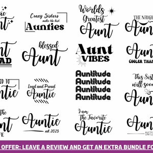 Aunt Svg Bundle, Svg Files for Cricut, Auntie Svg, Aunt Shirt, Aunt PNG ...