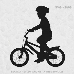 Boy Silhouette SVG, Svg Files for Cricut, Boy on Bike SVG Cut File, Boy ...