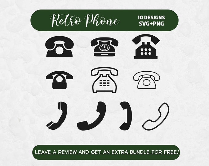 Retro Phone Icon SVG, SVG Files for Cricut, Telephone Clipart, Retro ...