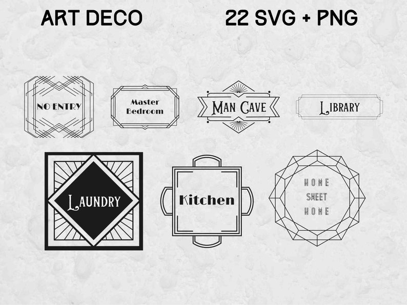 Art Deco Home Signs SVG and PNG Bundle Art Deco Svg Svg - Etsy