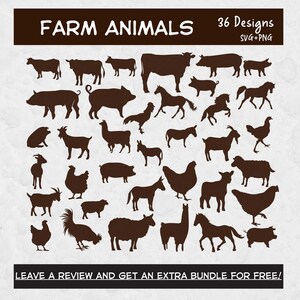 Farm Animal SVG Bundle, Farmhouse SVG, Cow Pig Chicken Horse, Barn ...
