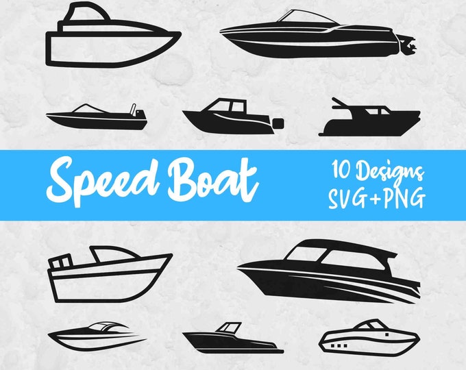 Speedboat SVG, Boat Clipart, Speed Boat Cut File, Svg Files for Cricut ...