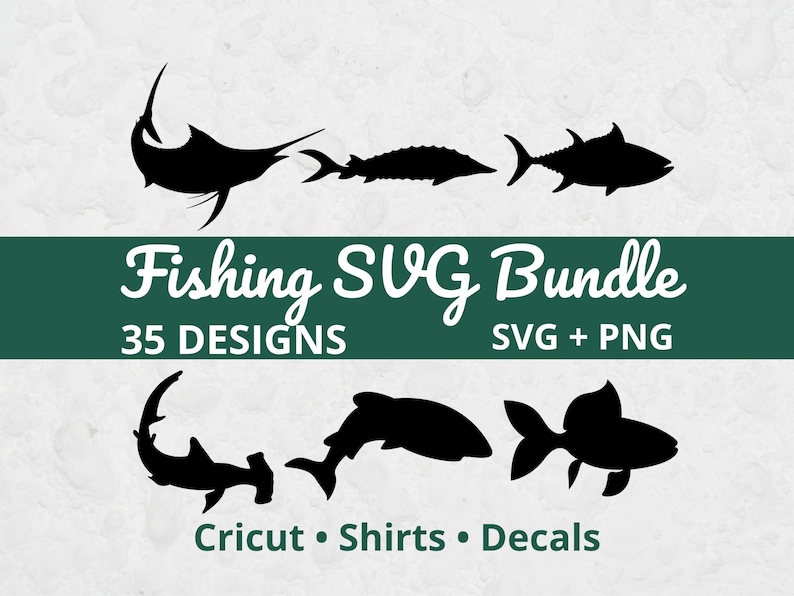 Fishing SVG Bundle, Fish Silhouette SVG for Cricut, Fishing Shirt ...