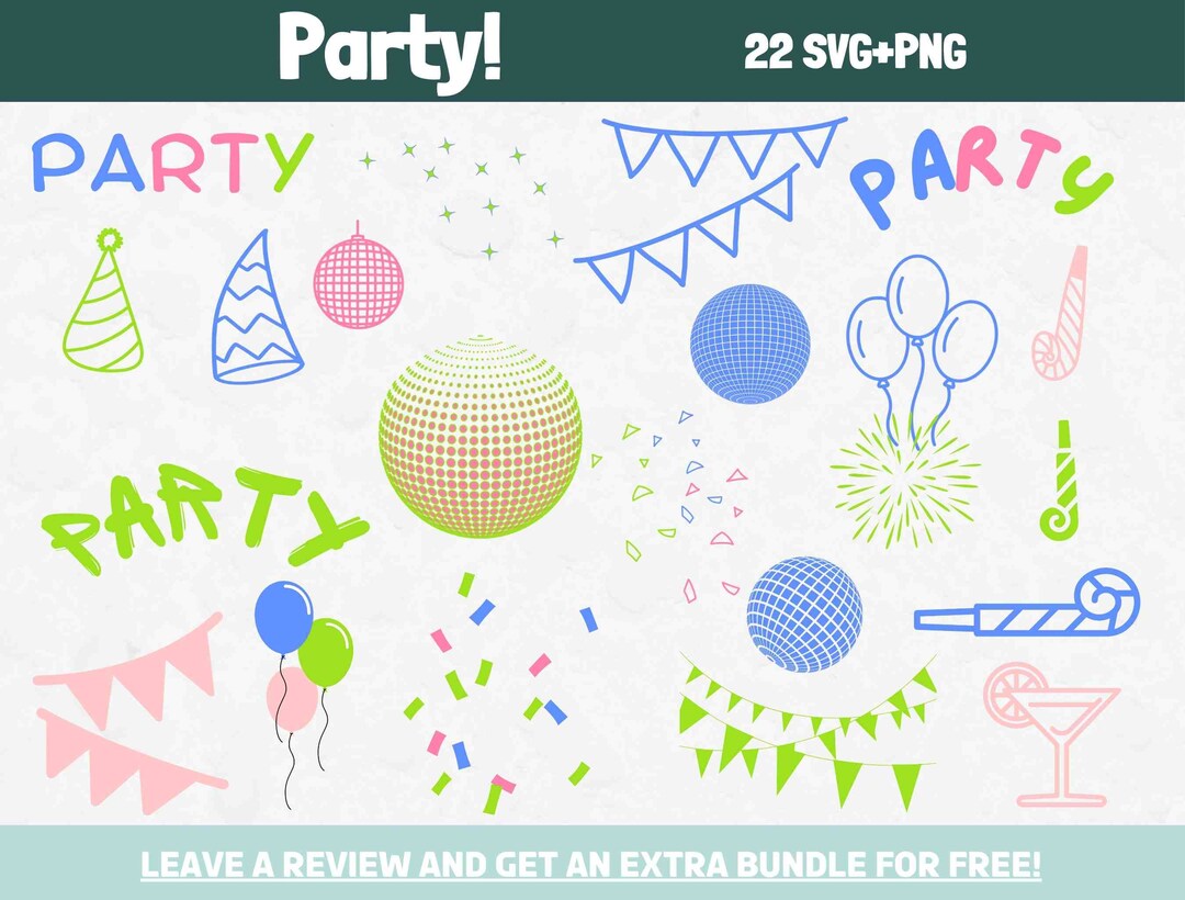 Party Clipart PNG Bundle, Svg Files for Cricut, Party Svg, Celebration ...