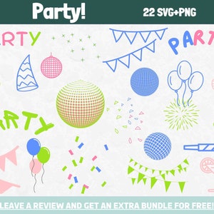 Party Clipart PNG Bundle, Svg Files for Cricut, Party Svg, Celebration ...