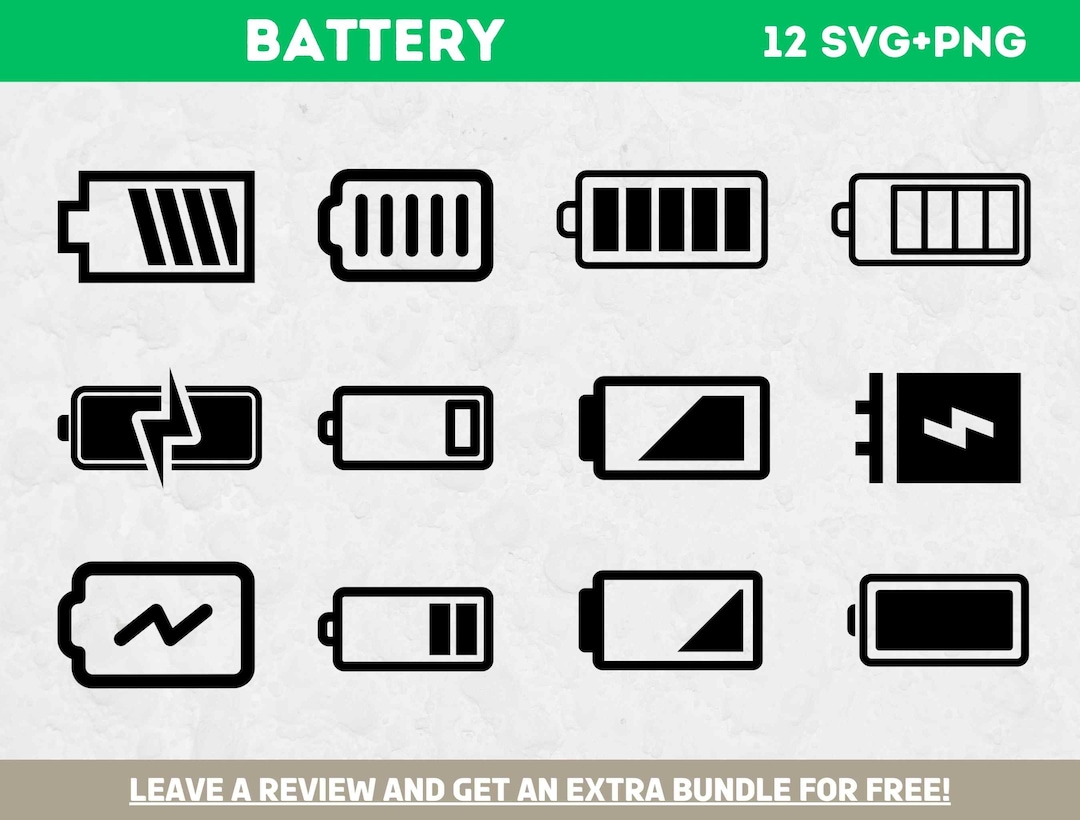 Battery SVG Bundle, Svg Files for Cricut, Power Icon, Battery Shapes ...