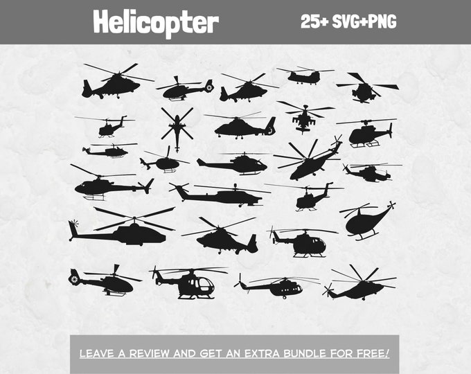 Helicopter Svg Bundle, Svg Files for Cricut, Helicopter Silhouette ...