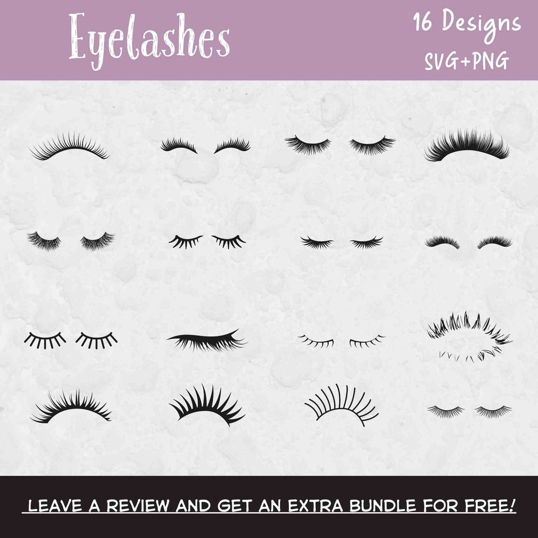 Eyelashes SVG Bundle, Cut Files, Eyelash SVG, Eyelash PNG, Face Svg ...