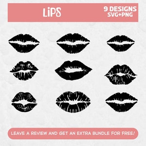 Lips SVG, Svg Files for Cricut, Lip Cut File, Lipstick Marks, Kiss ...