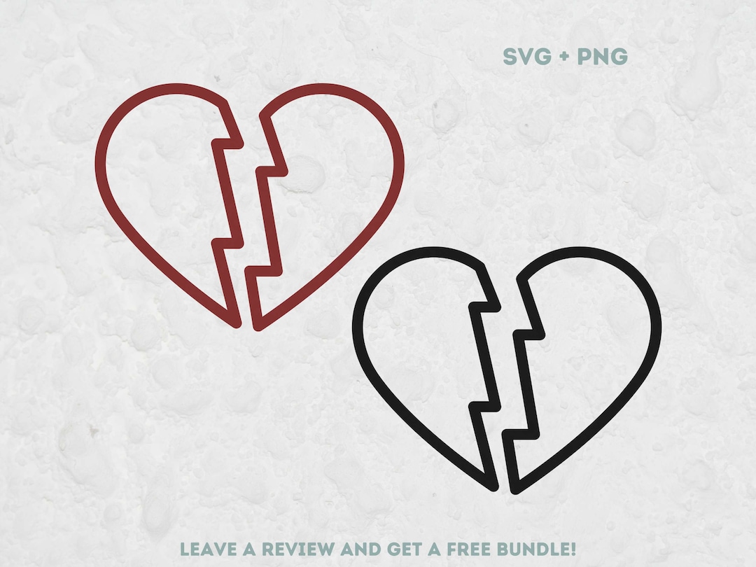 Broken Heart Svg, Svg Files for Cricut, Heart Clipart, Heart Outline ...
