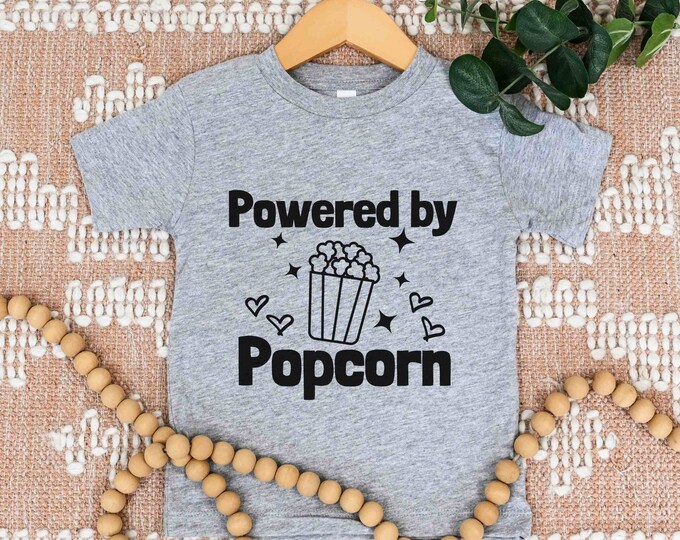 Powered by Popcorn Svg, SVG Files for Cricut, Funny Food Shirt, Popcorn ...