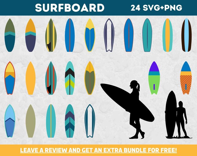 Surfboard Svg, SVG Files for Cricut, Surfing Clipart, Surfboard Clipart ...