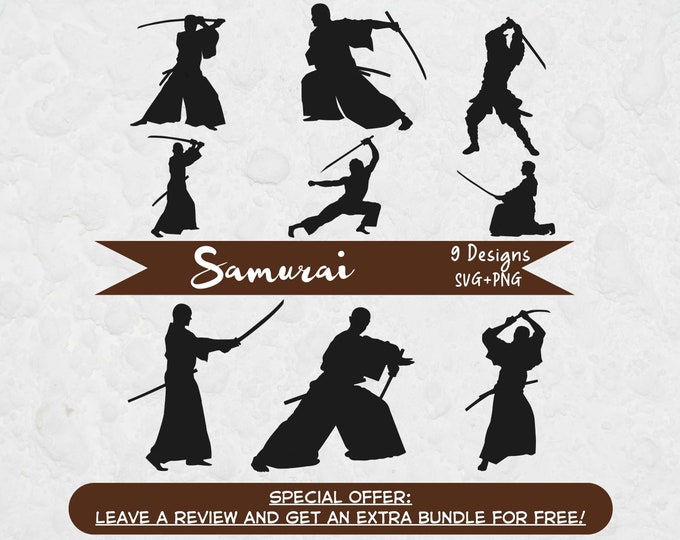 Samurai Silhouette SVG, SVG Files for Cricut, Samurai Clipart, Samurai ...