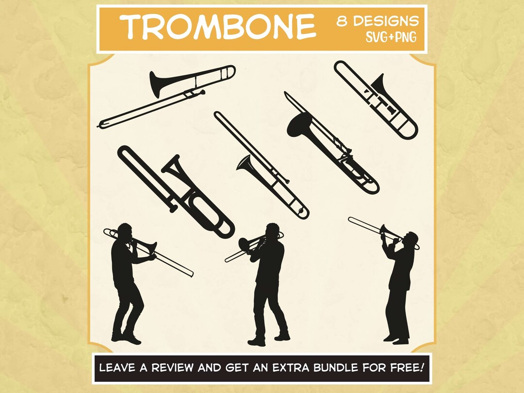 Trombone SVG, SVG Files for Cricut, Trombone Silhouette, Music Svg ...