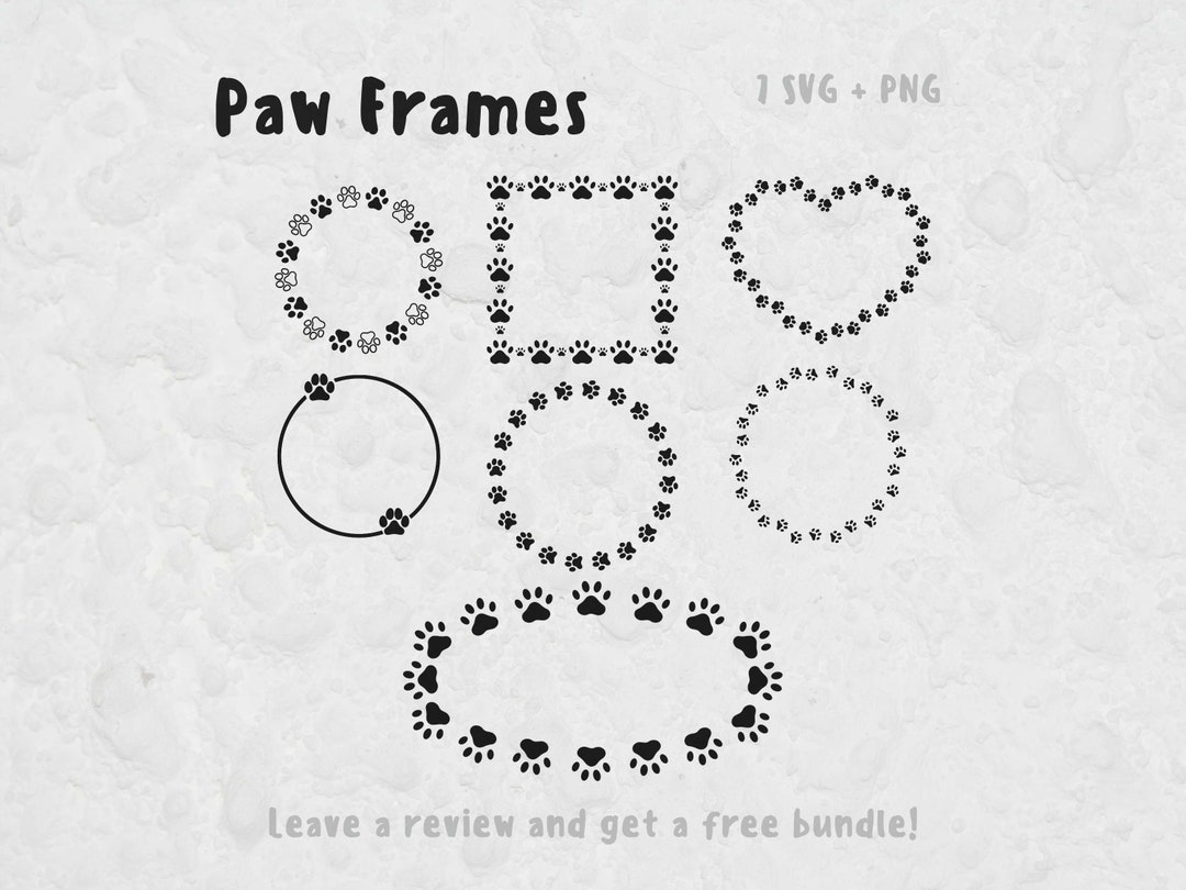 Paw Frame Svg Bundle, SVG Files for Cricut, Paw Cut File, Paw Print ...