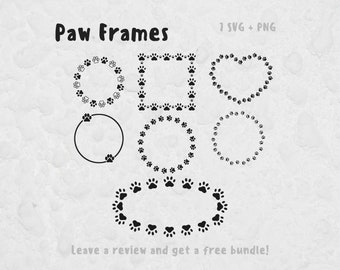 Paw Dividers SVG. Dog Paw Prints Line Dividers Cut Files Set, Pet ...