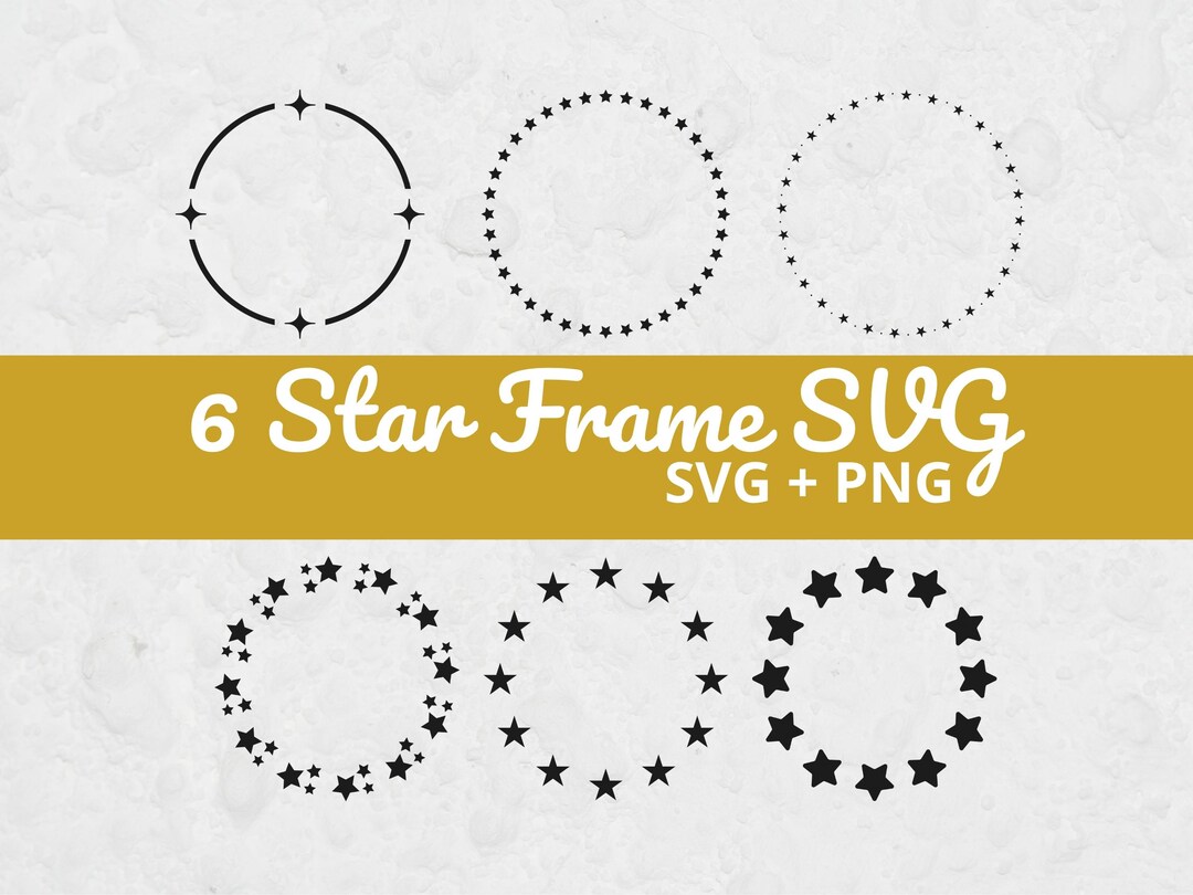 Star Circle Frame SVG Bundle, Monogram Frame SVG for Cricut, Wedding ...