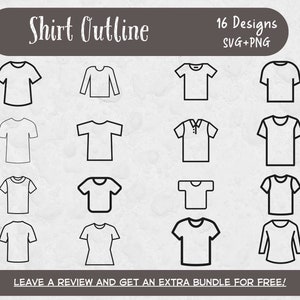 Shirt Outline SVG Bundle, Svg Files for Cricut, Shirt Cut File, Shirt ...