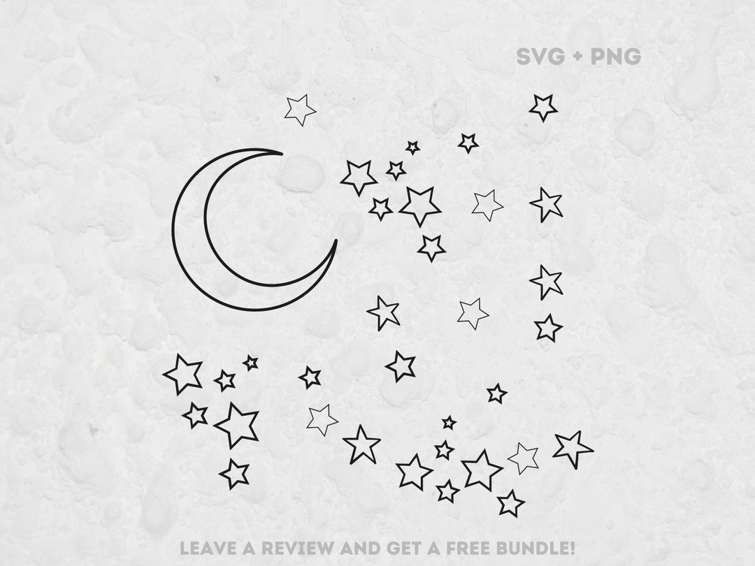 Moon and Stars Svg File, SVG Files for Cricut, Stars, Star SVG, Moon ...