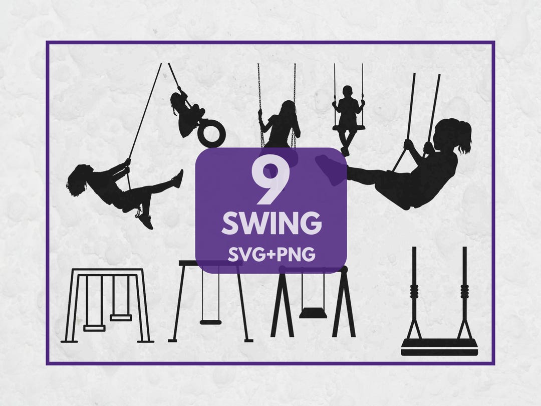 Swing SVG Bundle, Playground Silhouette Cut Files for Cricut, Kids ...