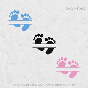 Baby Feet Monogram, SVG Files for Cricut, Monogram Cut File, Split ...