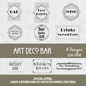 Bar SVG Bundle, SVG Files for Cricut, Art Deco Signs, Bar Signs, Retro ...