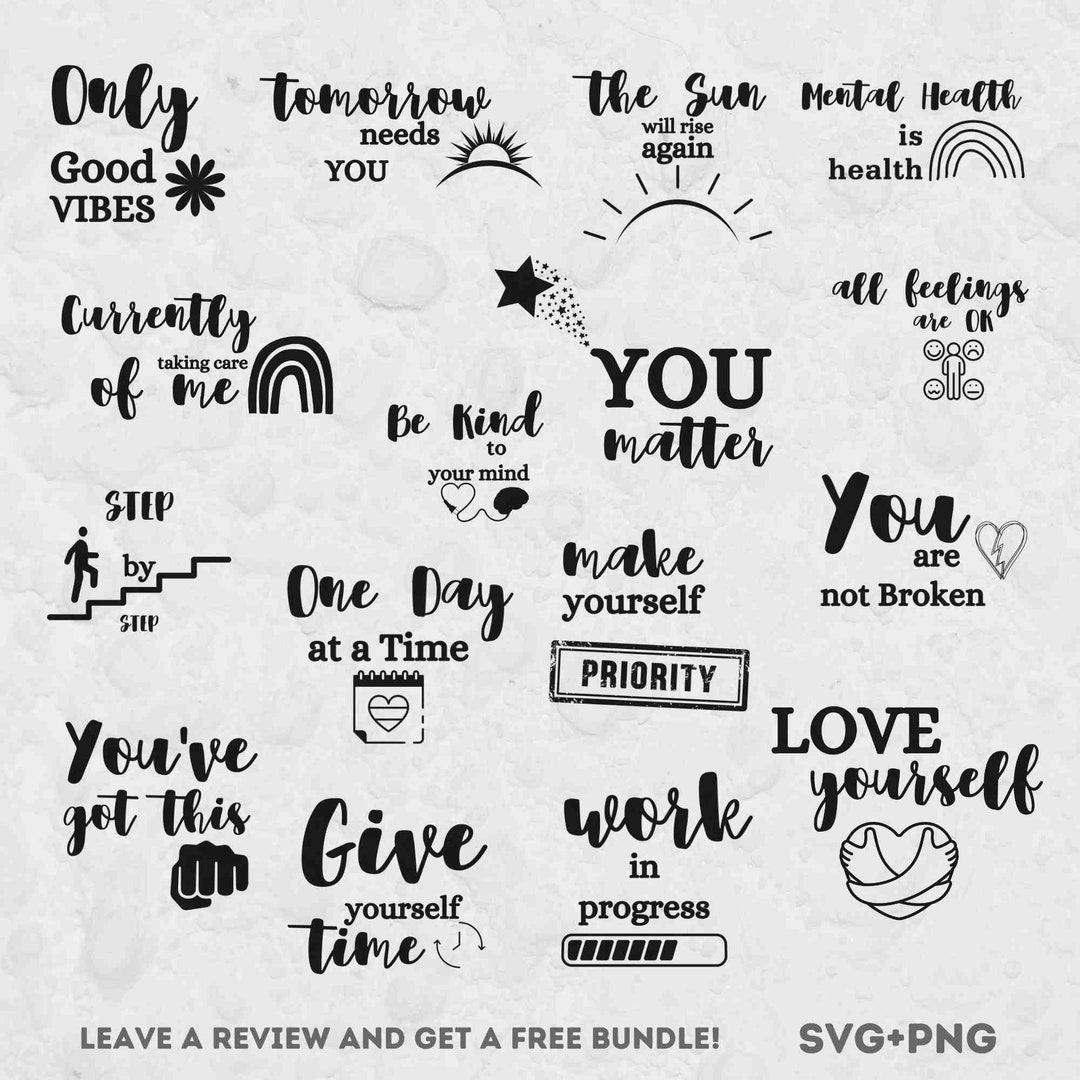 Mental Health SVG Bundle, Self Love Svg, Mental Health Awareness, Hope ...
