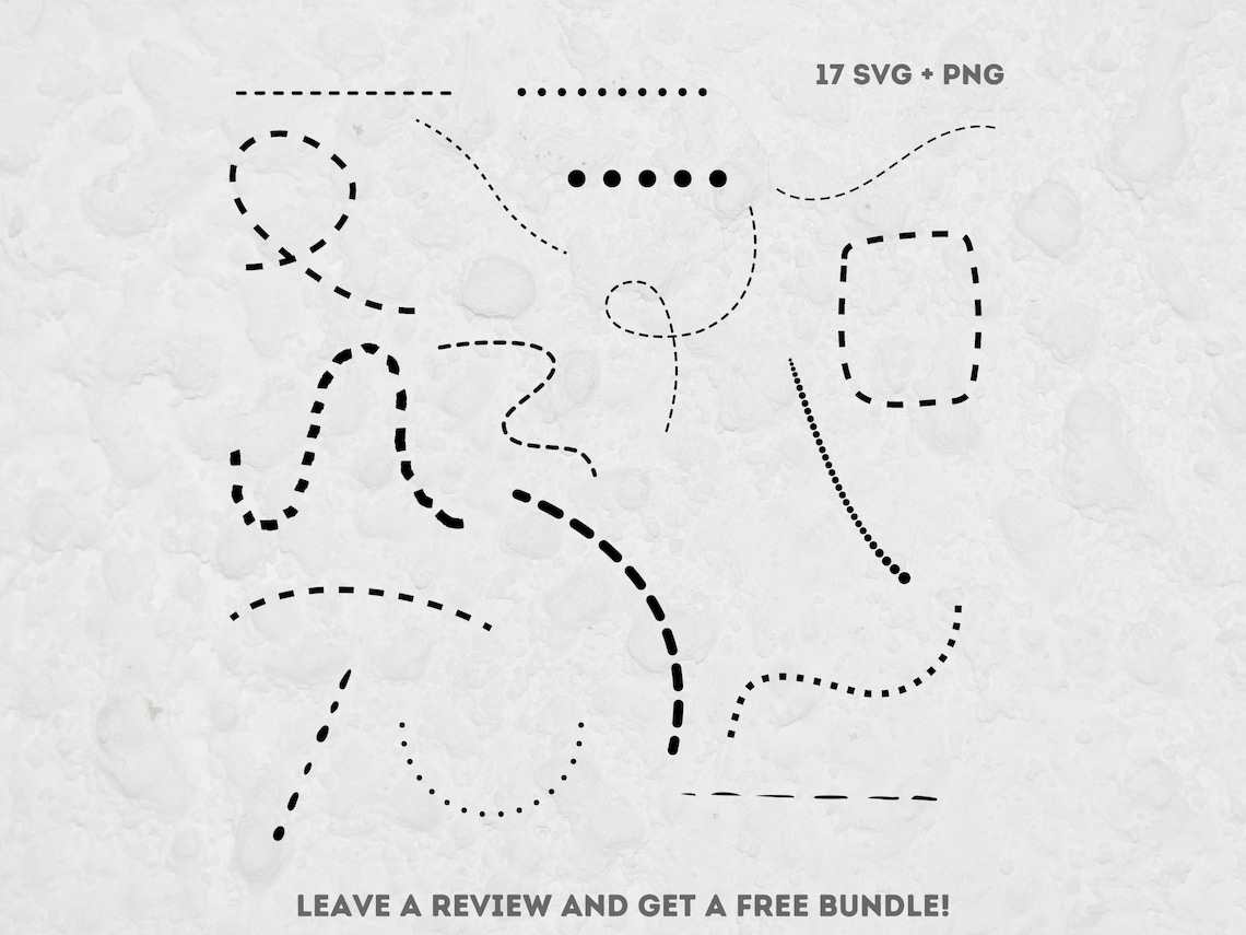 Hand Drawn Dotted Line SVG Bundle, Dotted Line Divider SVG, Dashed Line ...