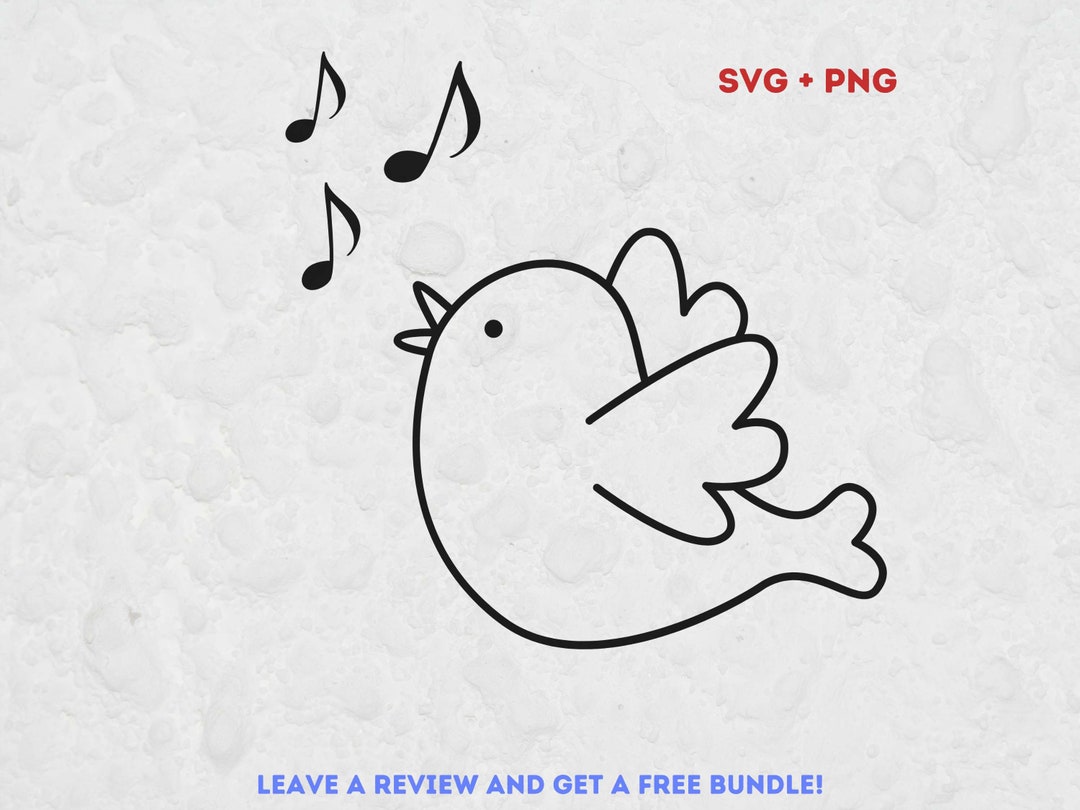 Singing Bird Svg, Svg Files for Cricut, Bird PNG, Bird Outline ...