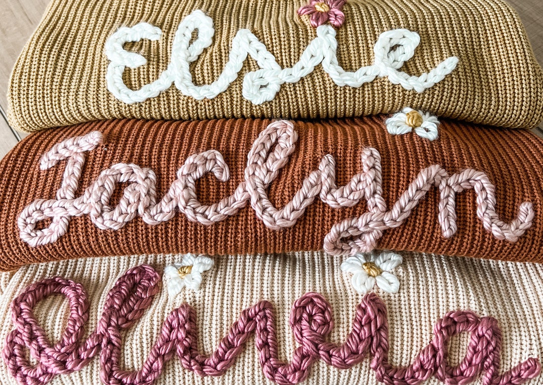 Hand Embroidered Name Sweater - Baby and Toddler - Etsy