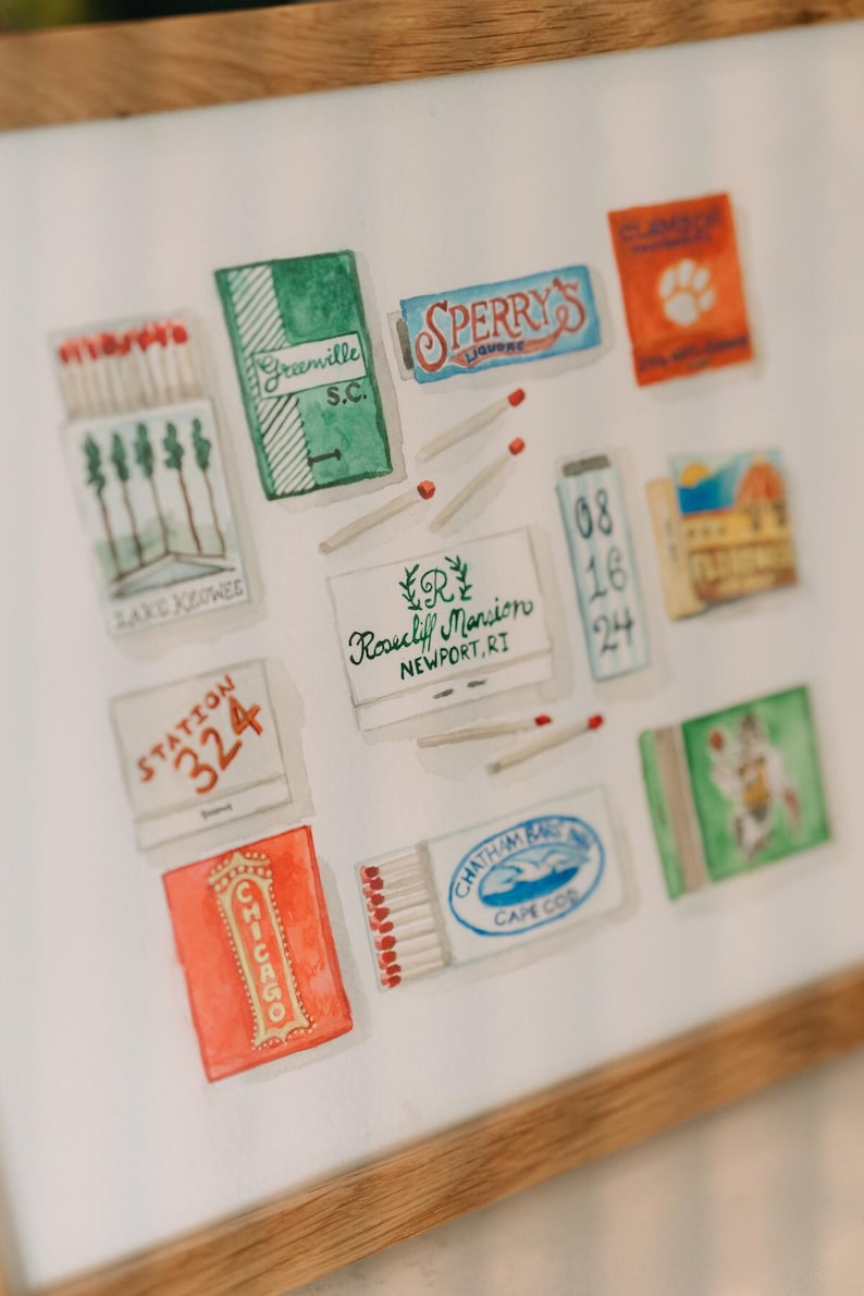 Custom Watercolor Matchbook Personalized Painting - Etsy