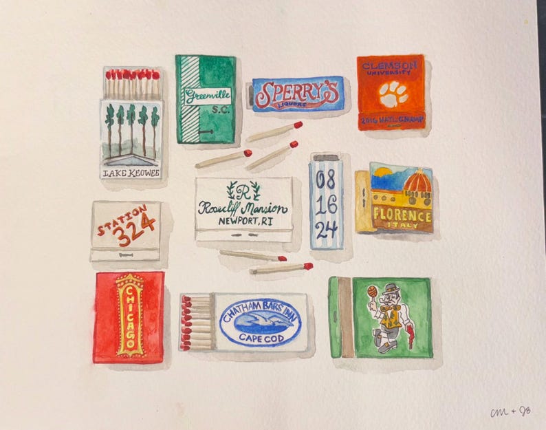 Custom Watercolor Matchbook Personalized Painting - Etsy