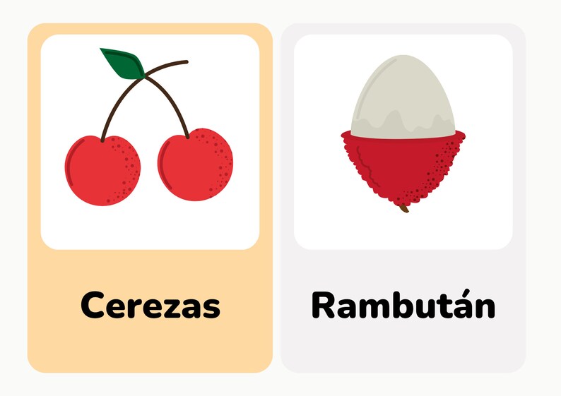 Flash Cards in Spanish, Fruit, Tarjetas Didácticas En Español, Frutas ...
