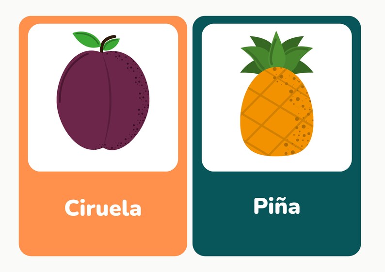 Flash Cards in Spanish, Fruit, Tarjetas Didácticas En Español, Frutas ...