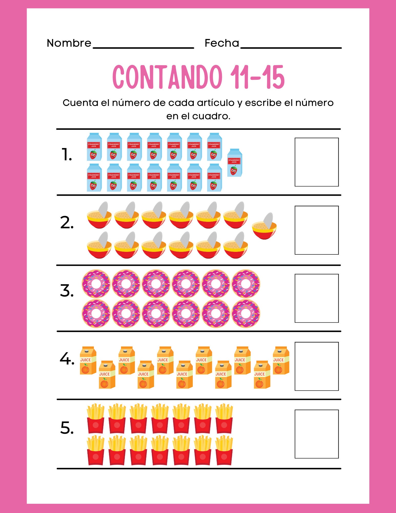 Counting 11-15 in Spanish, Math, Mathematics, Spanish, Kindergarten ...