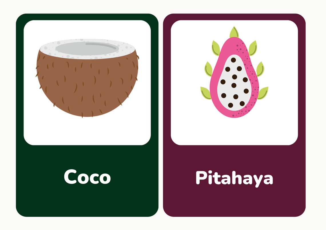 Flash Cards in Spanish, Fruit, Tarjetas Didácticas En Español, Frutas ...