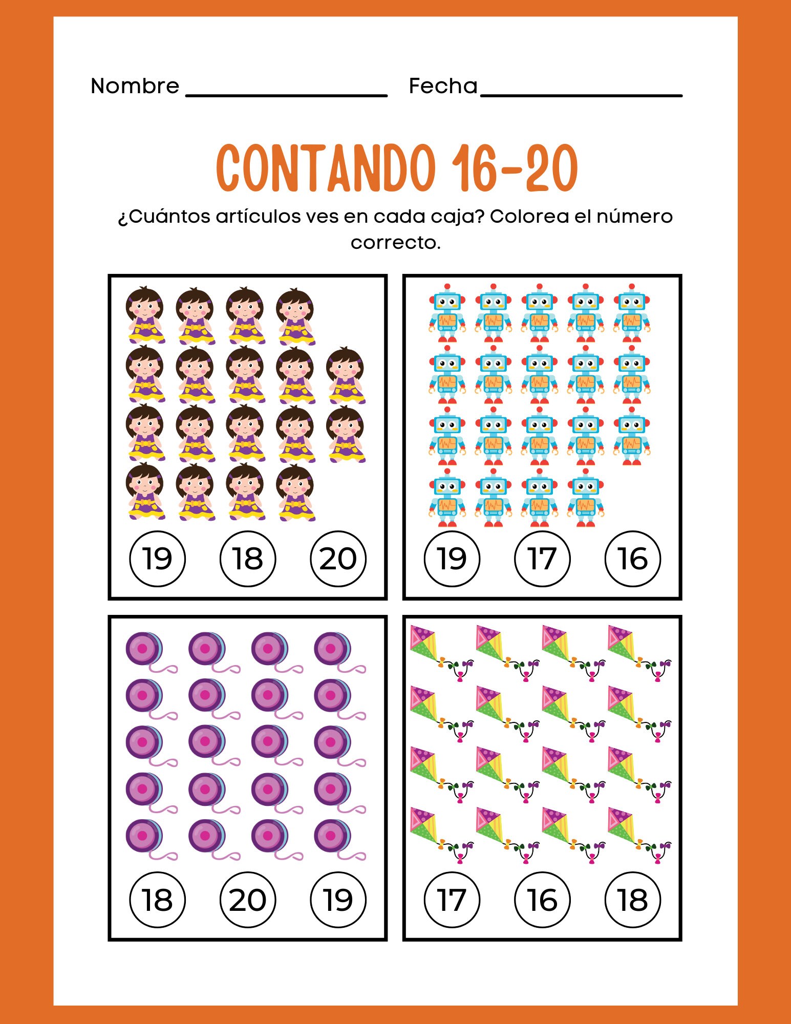 Counting 16-20 in Spanish, Math, Mathematics, Spanish, Kindergarten ...