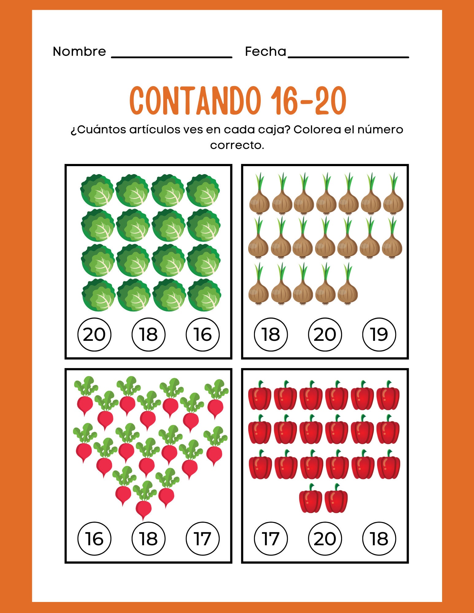 Counting 16-20 in Spanish, Math, Mathematics, Spanish, Kindergarten ...
