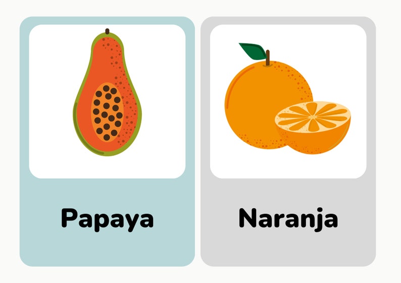 Flash Cards in Spanish, Fruit, Tarjetas Didácticas En Español, Frutas ...