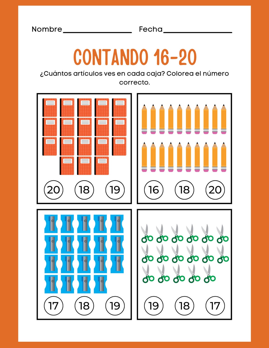 Counting 16-20 in Spanish, Math, Mathematics, Spanish, Kindergarten ...